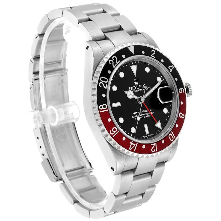 Rolex GMT Master II Black Red Coke Bezel Steel Men's Watch 16710 For ...