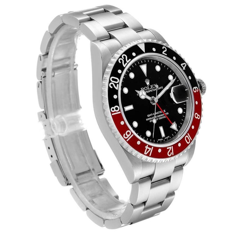 Rolex GMT Master II Black Red Coke Bezel Steel Mens Watch 16710 For ...