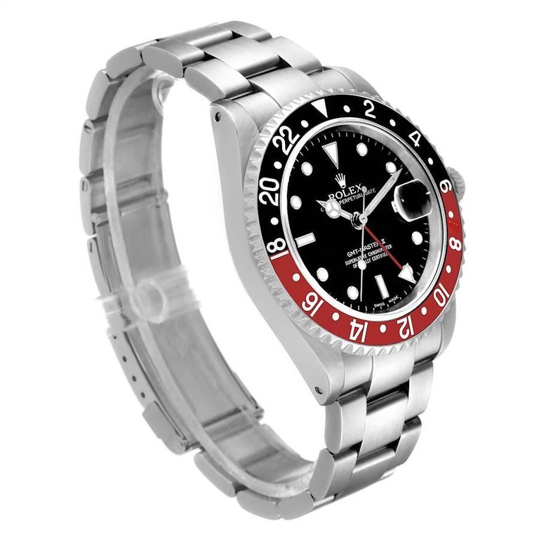 Rolex GMT Master II Black Red Coke Bezel Steel Mens Watch 16710 For ...