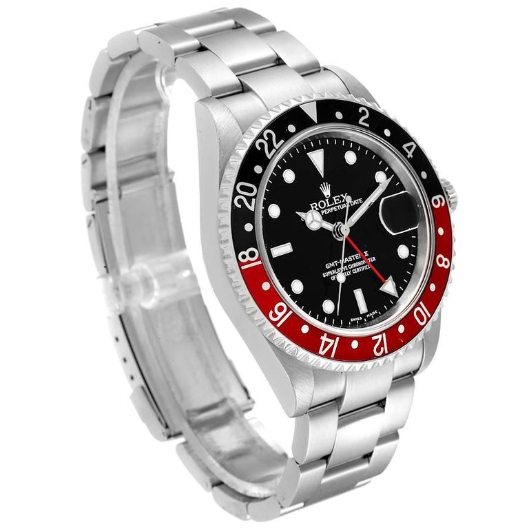 Rolex GMT Master II Black Red Coke Bezel Steel Mens Watch 16710 For ...