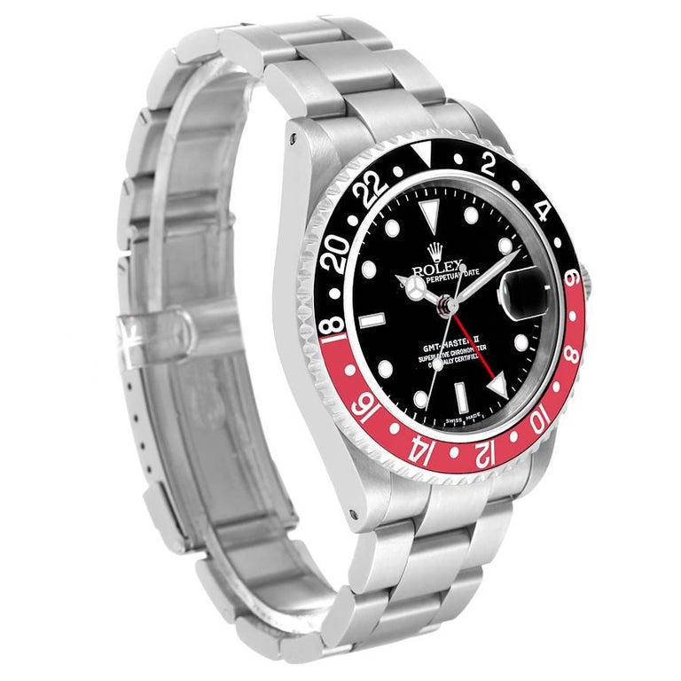 Rolex GMT Master II Black Red Coke Bezel Steel Mens Watch 16710 For ...