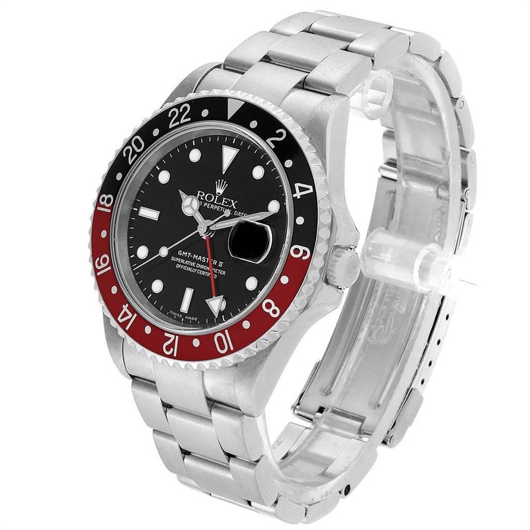Rolex GMT Master II Black Red Coke Bezel Steel Men's Watch 16710 For ...