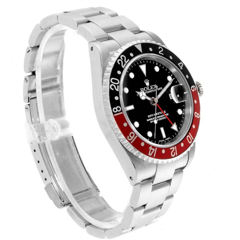 Rolex GMT Master II Black Red Coke Bezel Steel Men's Watch 16710 For ...