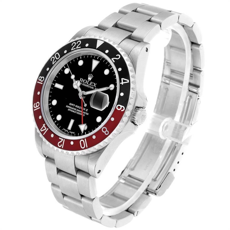 Rolex GMT Master II Black Red Coke Bezel Steel Men's Watch 16710 For ...