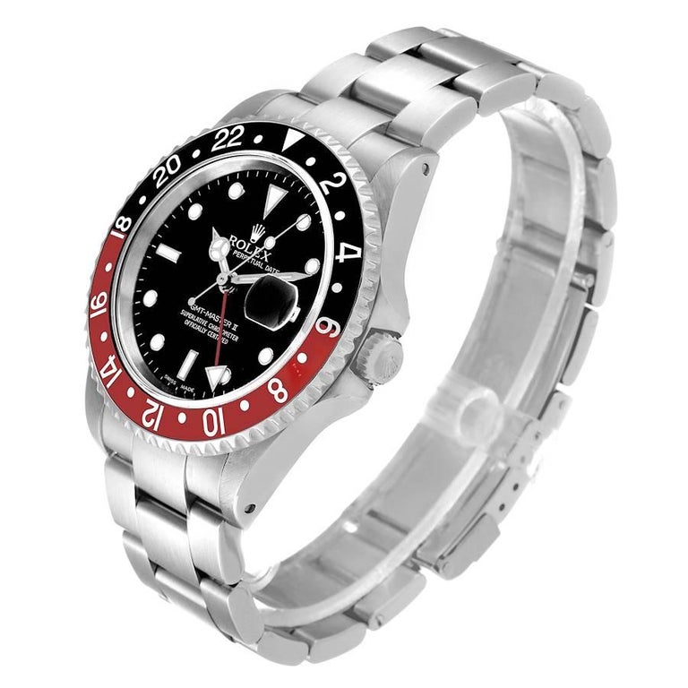 Rolex GMT Master II Black Red Coke Bezel Steel Mens Watch 16710 For ...