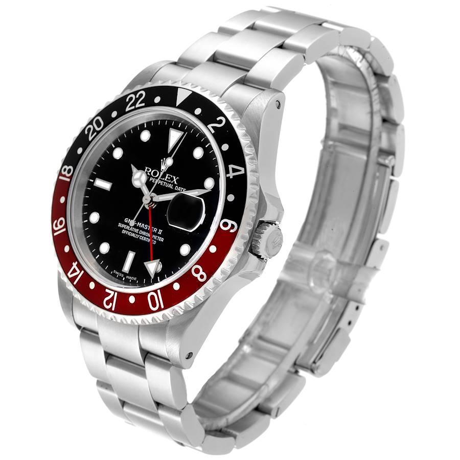 Rolex GMT Master II Black Red Coke Bezel Steel Mens Watch 16710 For ...