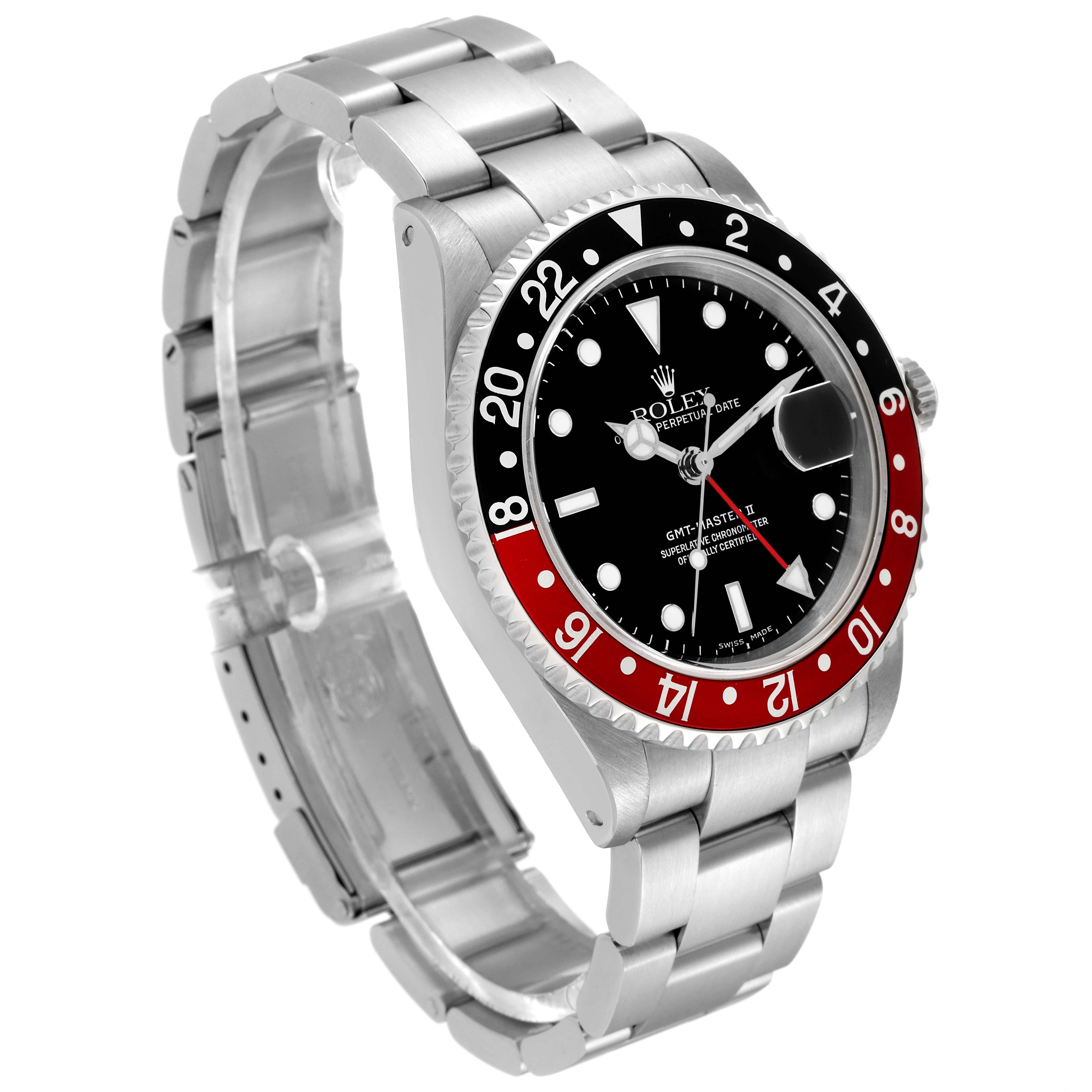 Rolex GMT Master II Black Red Coke Bezel Steel Mens Watch 16710 For ...