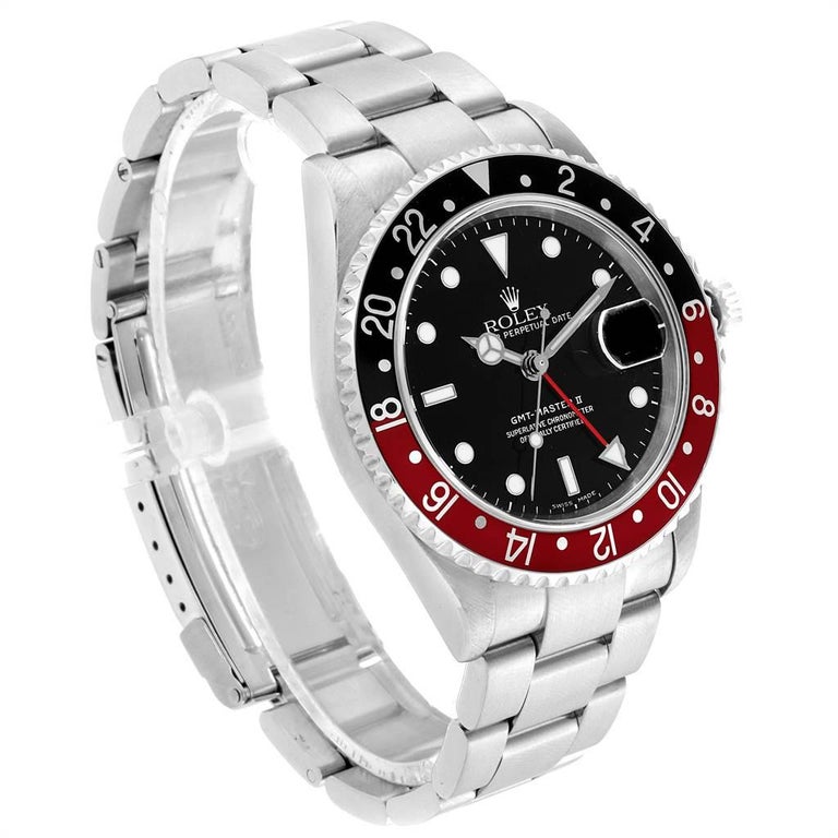 Rolex GMT Master II Black Red Coke Bezel Steel Men's Watch 16710 For ...