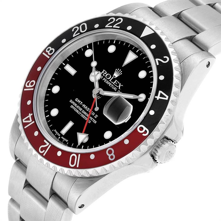 Rolex GMT Master II Black Red Coke Bezel Steel Men's Watch 16710 For ...