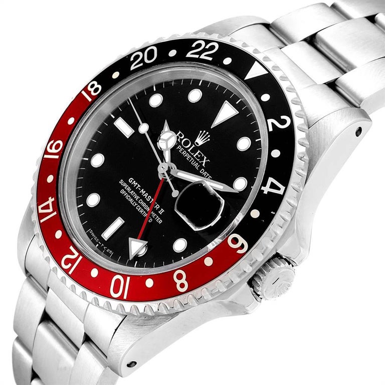 Rolex GMT Master II Black Red Coke Bezel Steel Men's Watch 16710 For ...
