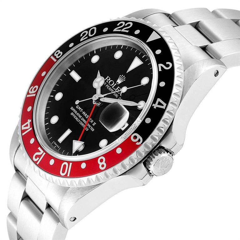 Rolex GMT Master II Black Red Coke Bezel Steel Men's Watch 16710 For ...