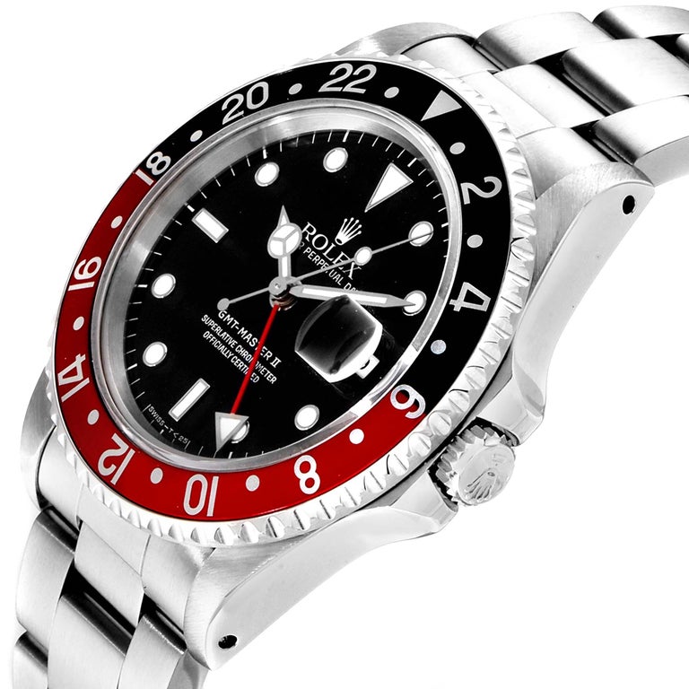 Rolex GMT Master II Black Red Coke Bezel Steel Men's Watch 16710 For ...