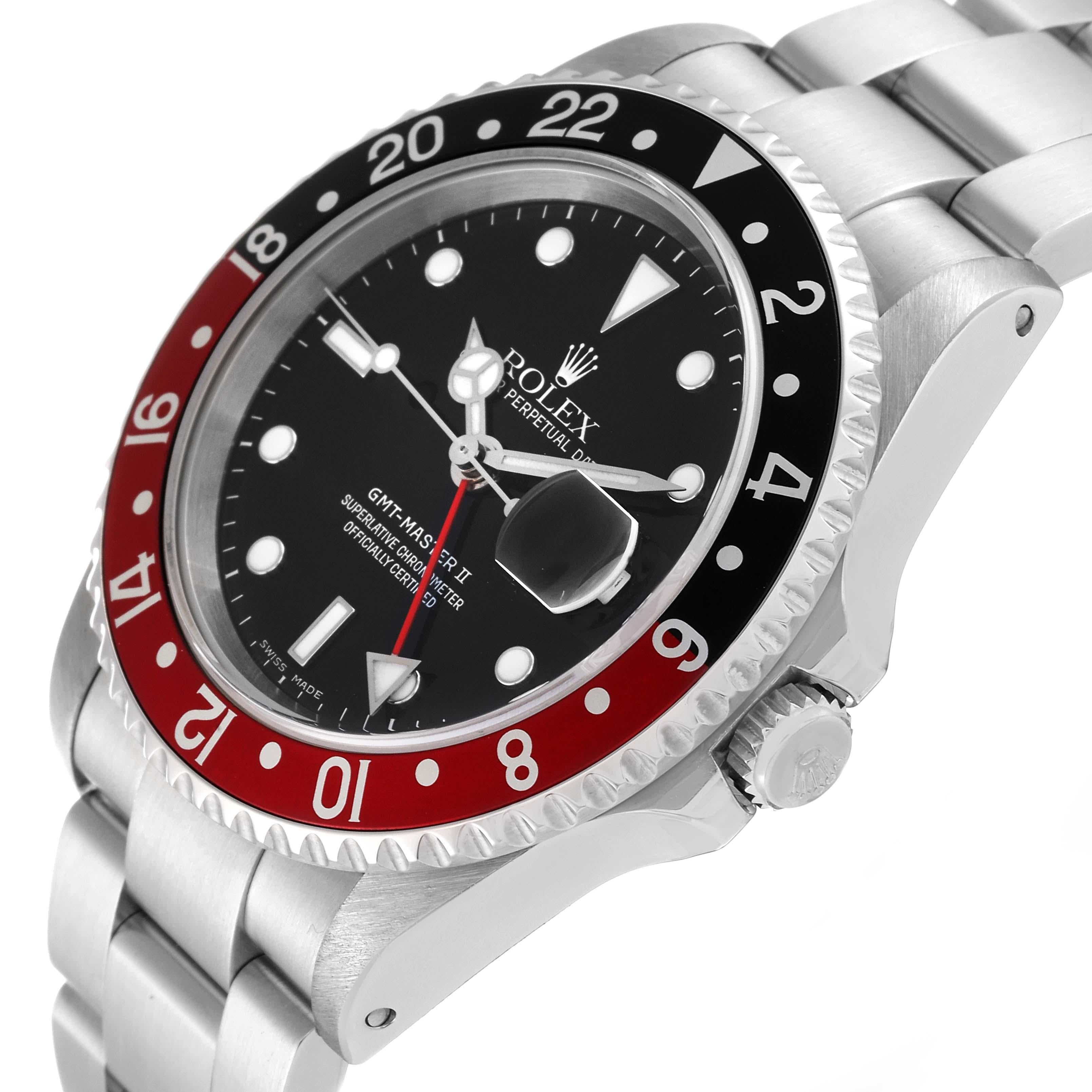 Rolex GMT Master II Black Red Coke Bezel Steel Mens Watch 16710 For ...
