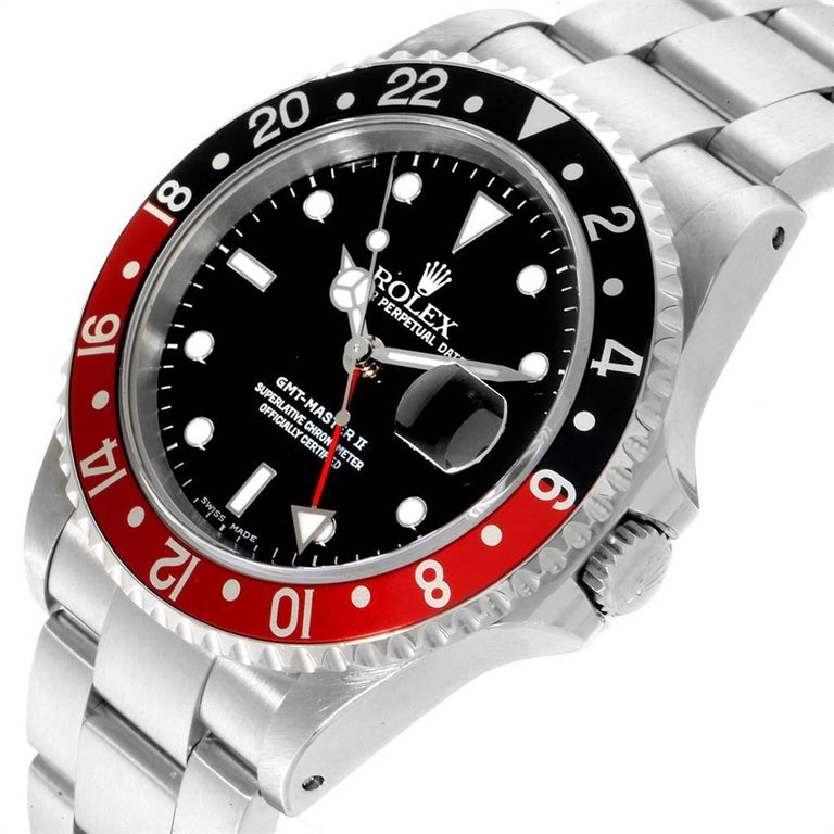 Rolex GMT Master II Black Red Coke Bezel Steel Men's Watch 16710 For ...