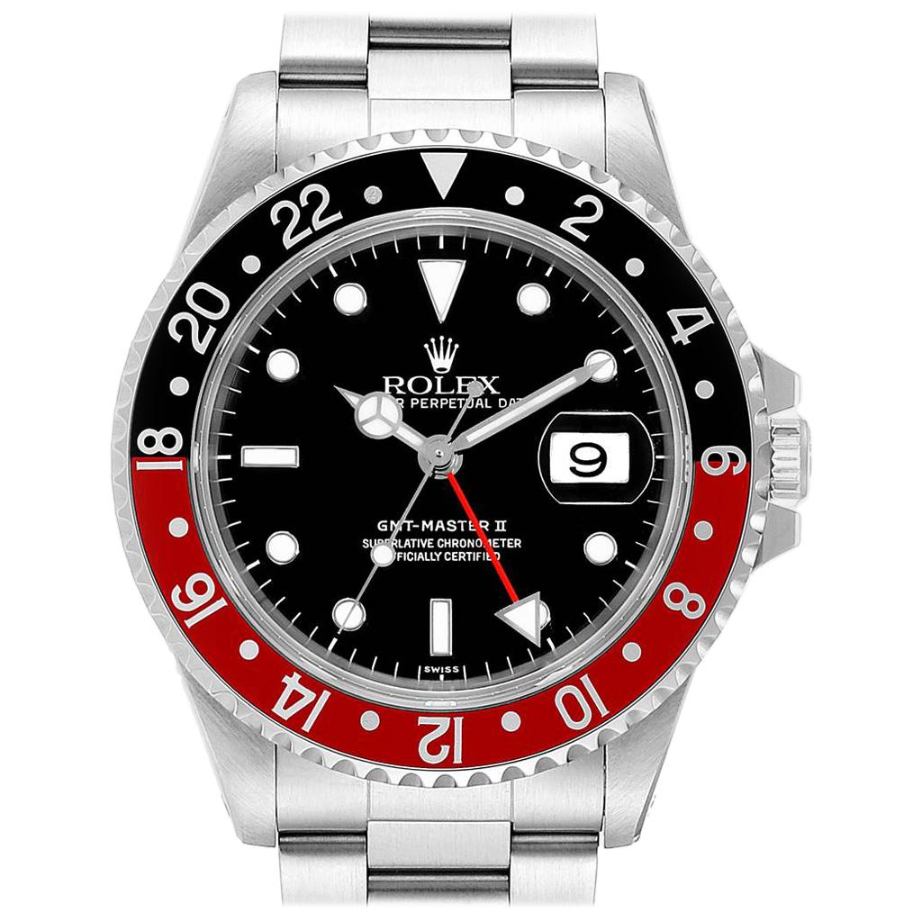 Rolex GMT Master II Black Red Coke Bezel Steel Men's Watch 16710 For ...