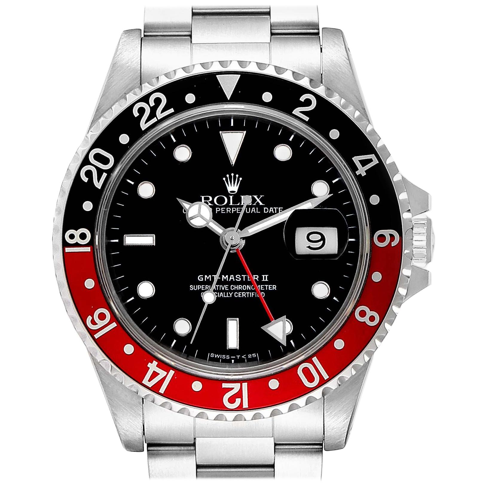 Rolex GMT Master II Black Red Coke Bezel Steel Men's Watch 16710 For ...
