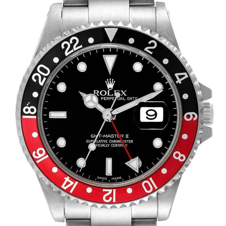 Rolex Montre GMT Master II en acier avec lunette rouge et noire pour ...