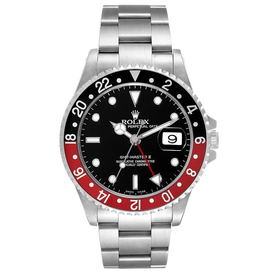 Rolex GMT Master II Black Red Coke Bezel Steel Watch 16710 + Black ...