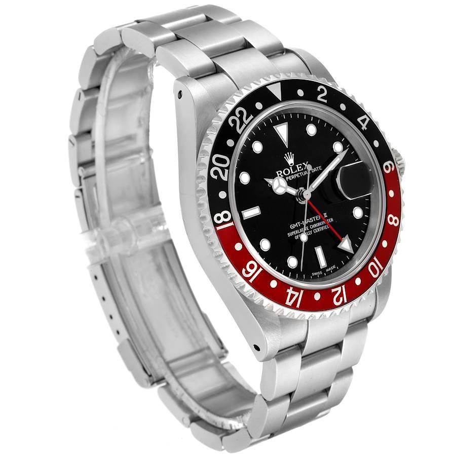 Rolex GMT Master II Black Red Coke Bezel Steel Watch 16710 + Black ...