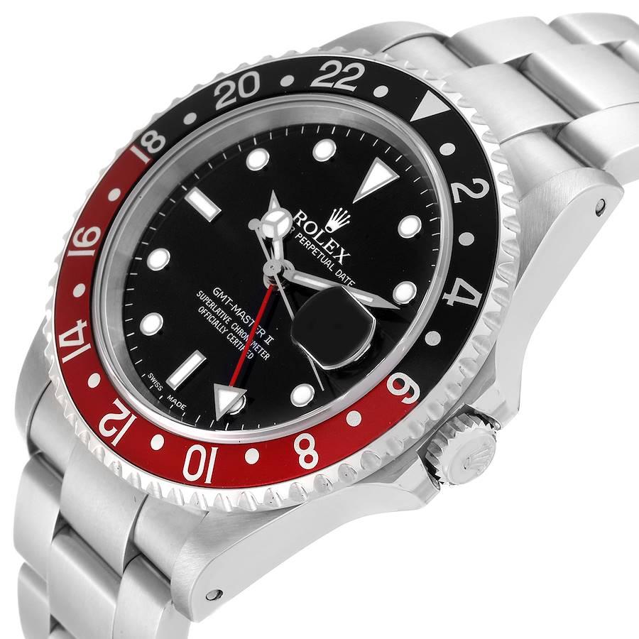 Rolex GMT Master II Black Red Coke Bezel Steel Watch 16710 + Black ...