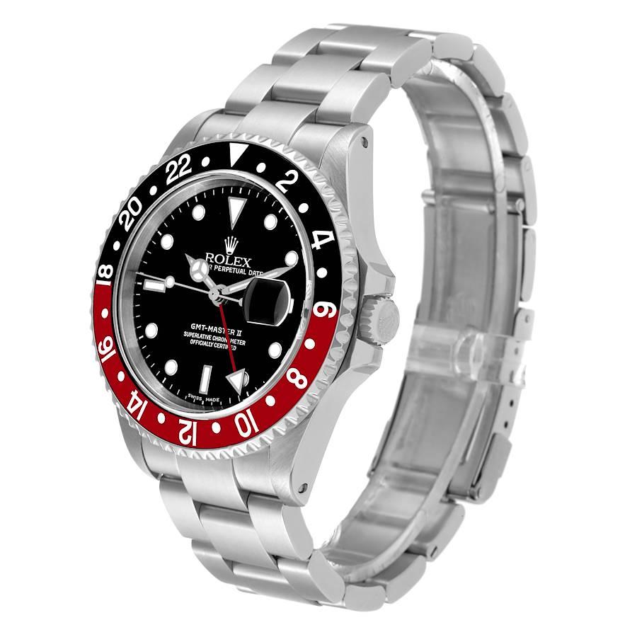 Rolex GMT Master II Black Red Coke Bezel Steel Watch 16710 Box Papers ...