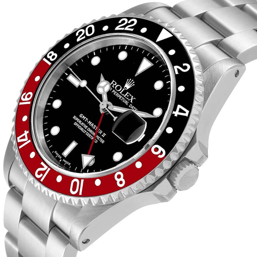 Rolex GMT Master II Black Red Coke Bezel Steel Watch 16710 Box Papers ...