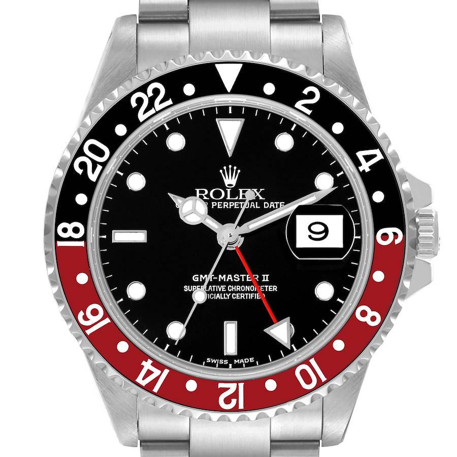 Rolex GMT Master II Black Red Coke Bezel Steel Watch 16710 Box Papers ...