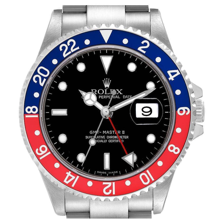 Rolex GMT-Master II Rectangular Dial Stainless Steel 16710 Wristwatch ...