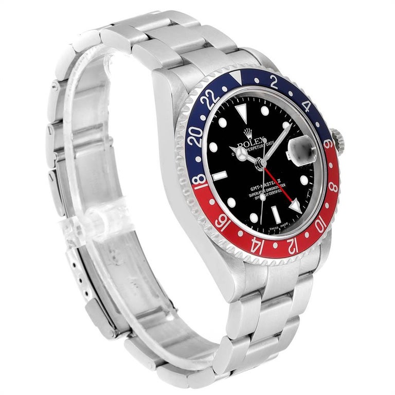 Rolex GMT Master II Blue Red Pepsi Bezel Men’s Watch 16710 Box Papers ...