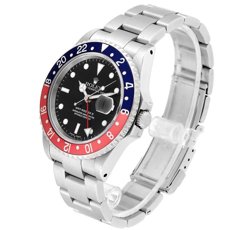 Rolex GMT Master II Blue Red Pepsi Bezel Men's Watch 16710 Box Papers ...