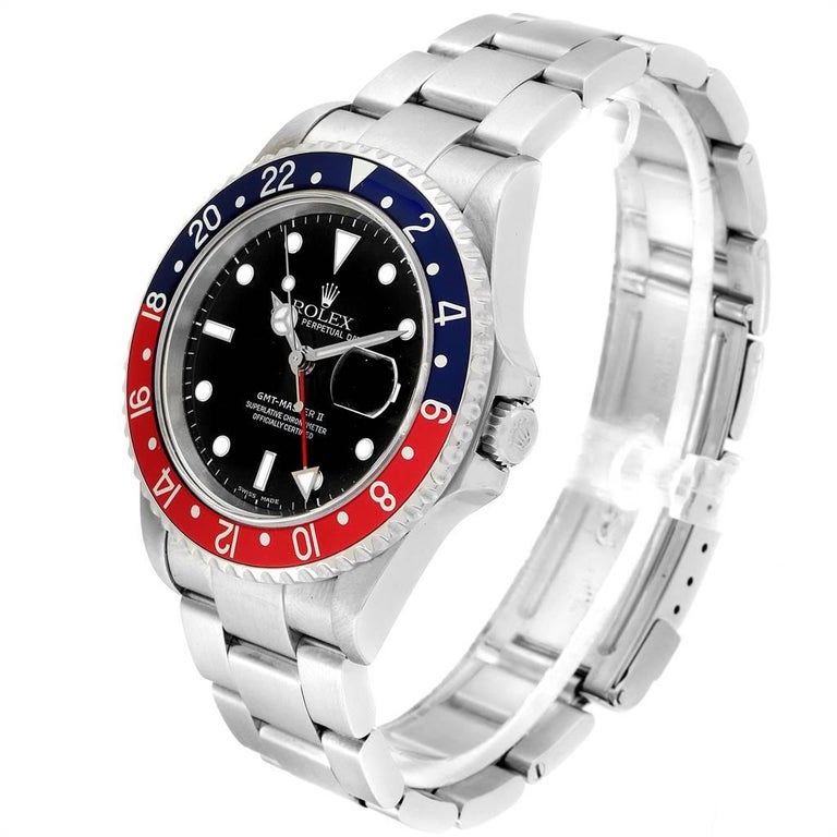 Rolex GMT Master II Blue Red Pepsi Bezel Men’s Watch 16710 Box Papers ...