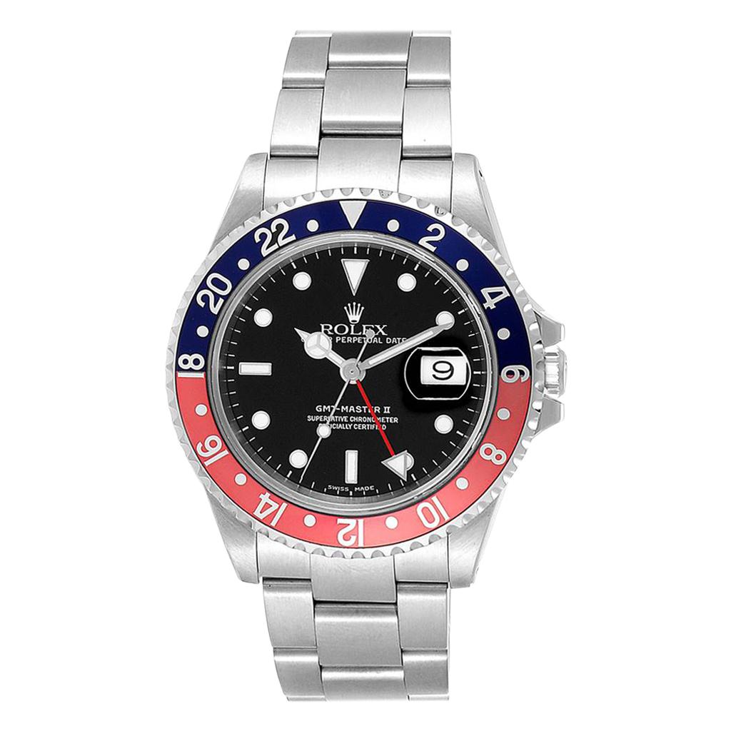 Rolex GMT Master II Blue Red Pepsi Bezel Men's Watch 16710 Box Papers ...