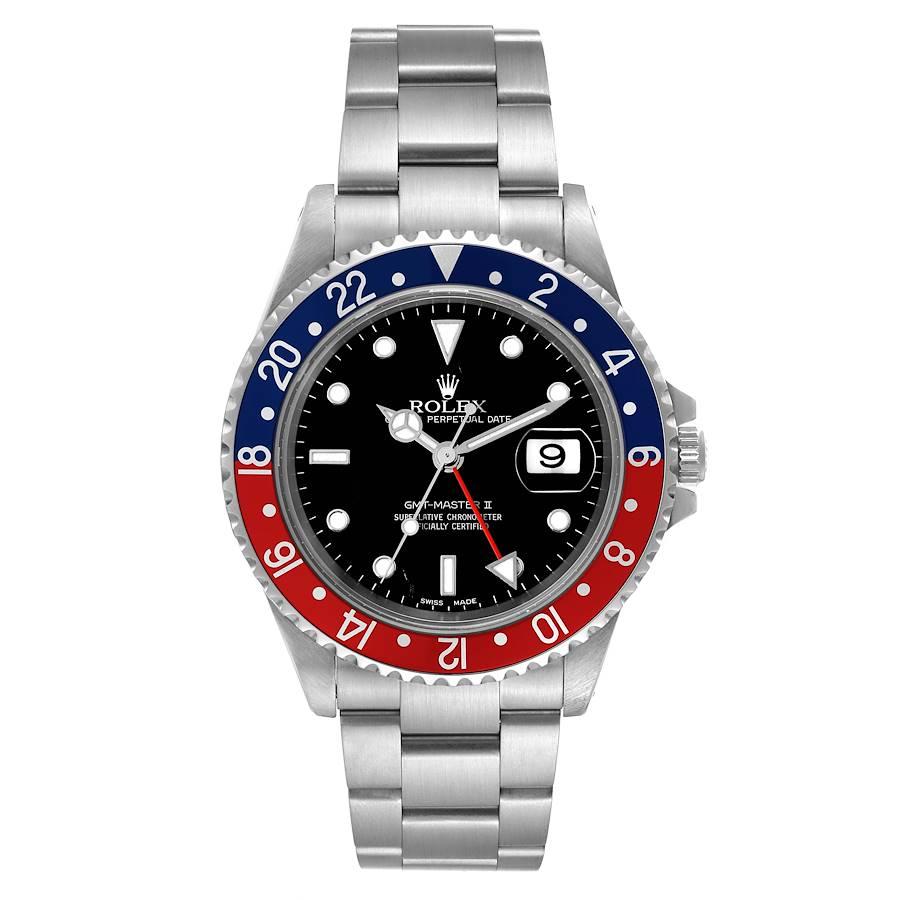 Rolex GMT Master II Blue Red Pepsi Bezel Steel Mens Watch 16710 Box ...