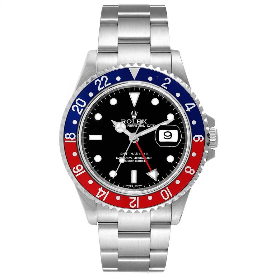 Rolex GMT Master II Blue Red Pepsi Bezel Steel Mens Watch 16710 Box ...