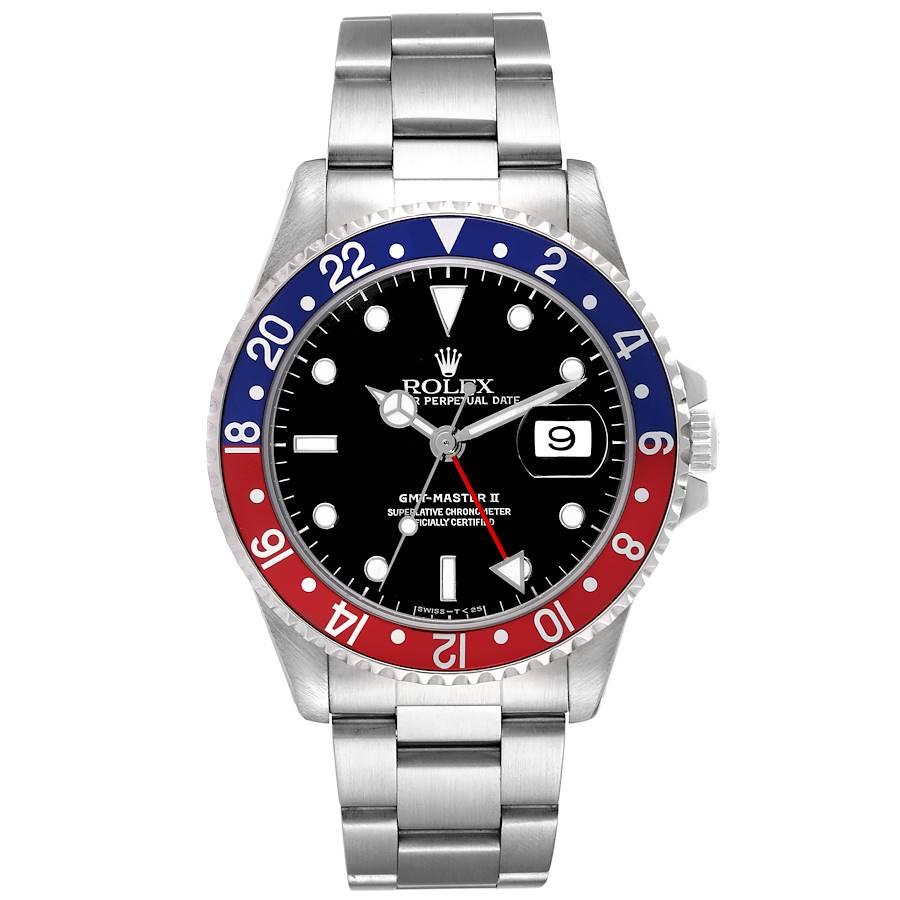 Rolex GMT Master II Blue Red Pepsi Bezel Steel Mens Watch 16710 Box ...