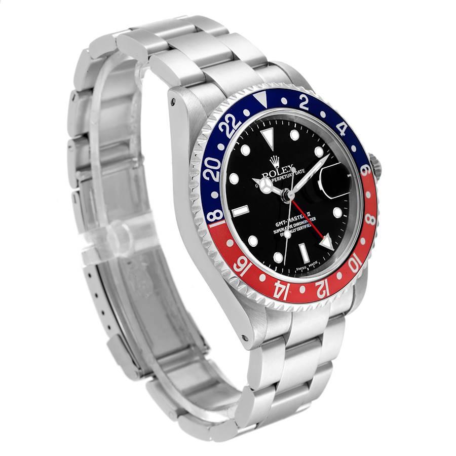 Rolex Gmt Master ii Blue Red Pepsi Bezel Steel Mens Watch 16710 Box ...