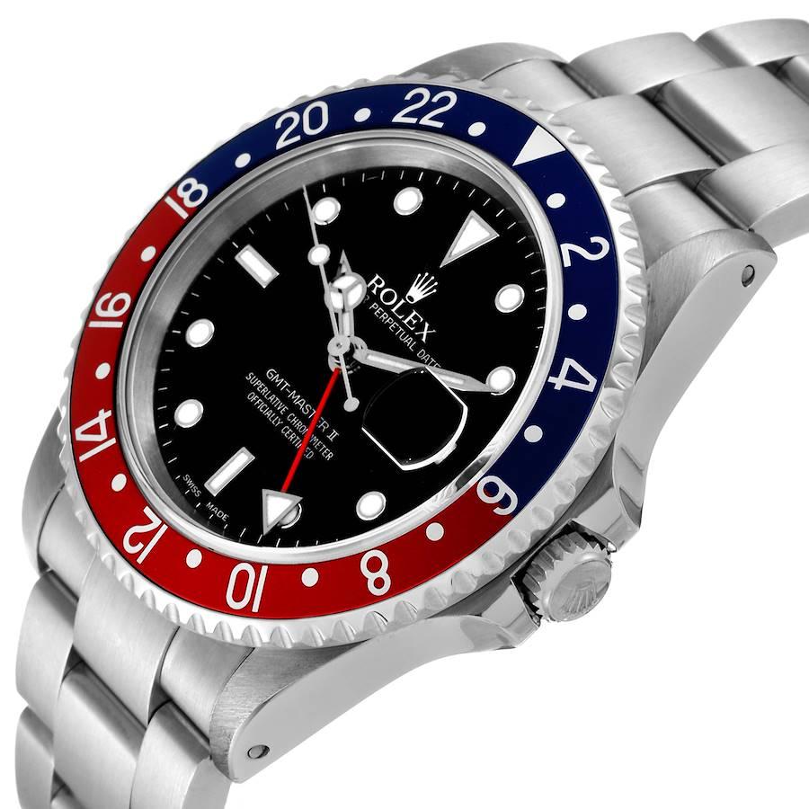 Rolex GMT Master II Blue Red Pepsi Bezel Steel Mens Watch 16710 Box ...