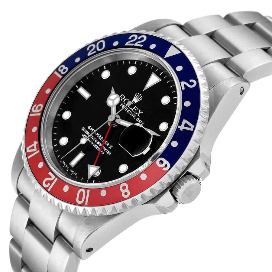 Rolex Gmt Master ii Blue Red Pepsi Bezel Steel Mens Watch 16710 Box ...