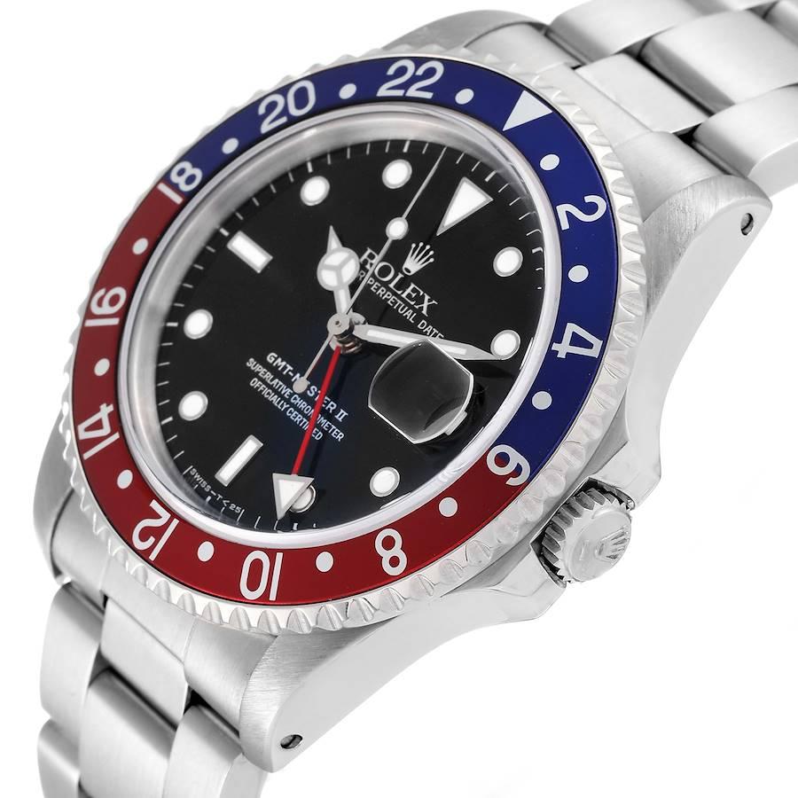 Rolex GMT Master II Blue Red Pepsi Bezel Steel Mens Watch 16710 Box ...