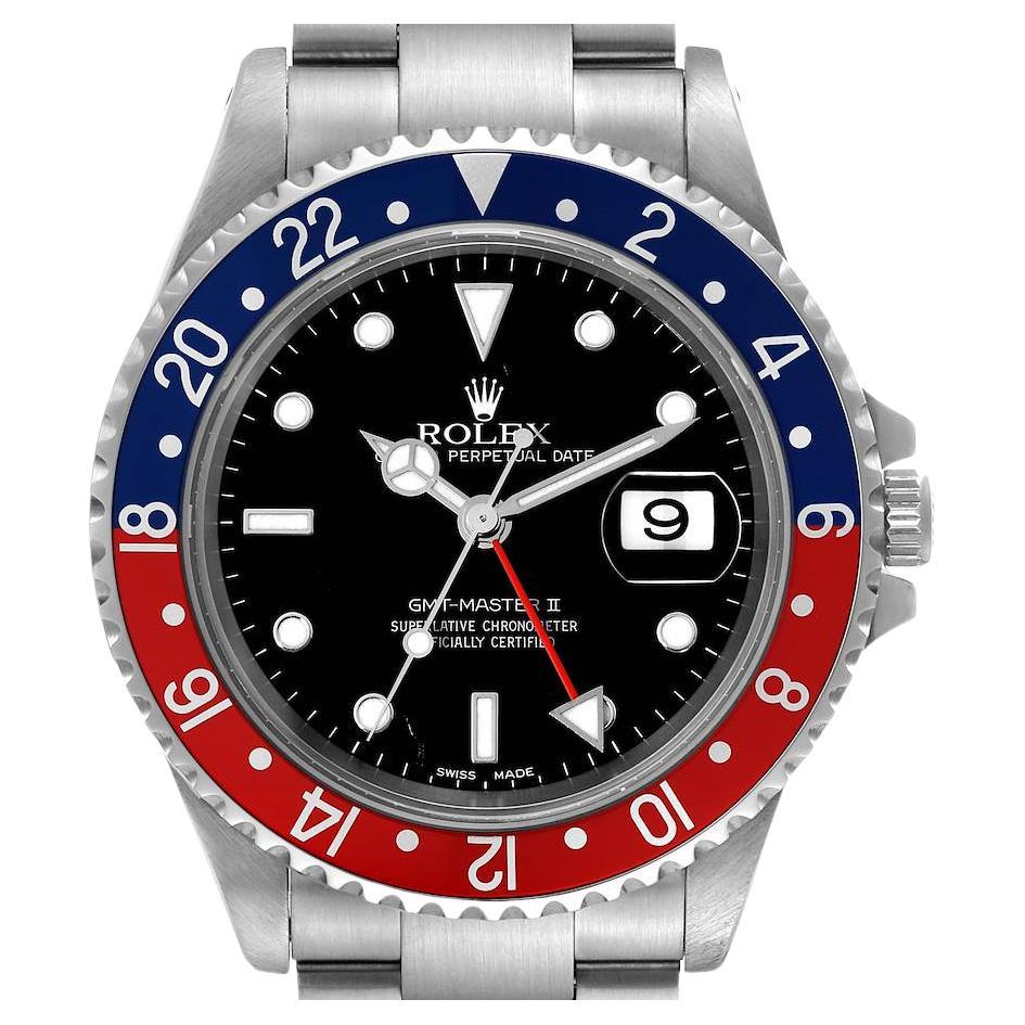 Rolex GMT Master II Black Bezel Steel Mens Watch 16710 Box Papers For ...
