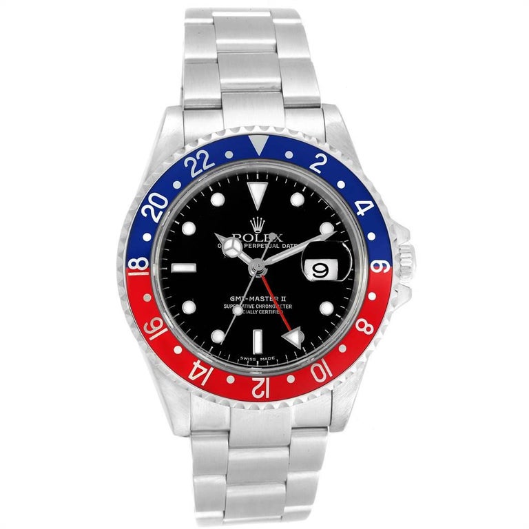 Rolex GMT Master II Blue Red Pepsi Bezel Steel Men's Watch 16710 For ...