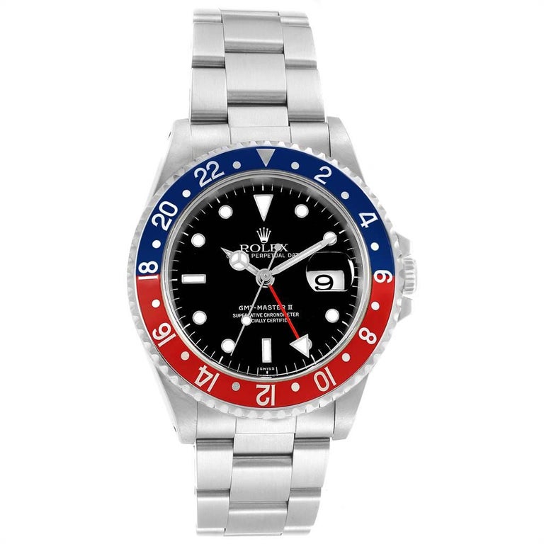 Rolex GMT Master II Blue Red Pepsi Bezel Steel Men's Watch 16710 For ...