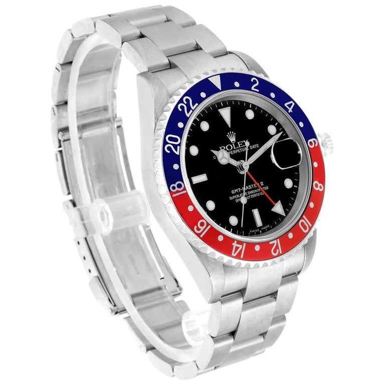 Rolex GMT Master II Blue Red Pepsi Bezel Steel Men's Watch 16710 For ...