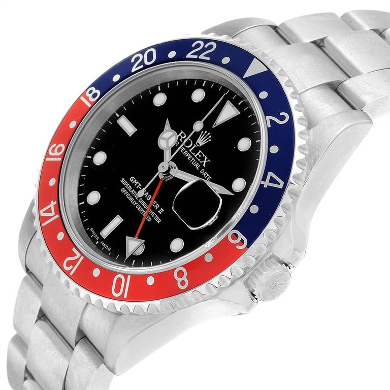 Rolex GMT Master II Blue Red Pepsi Bezel Steel Men's Watch 16710 For ...