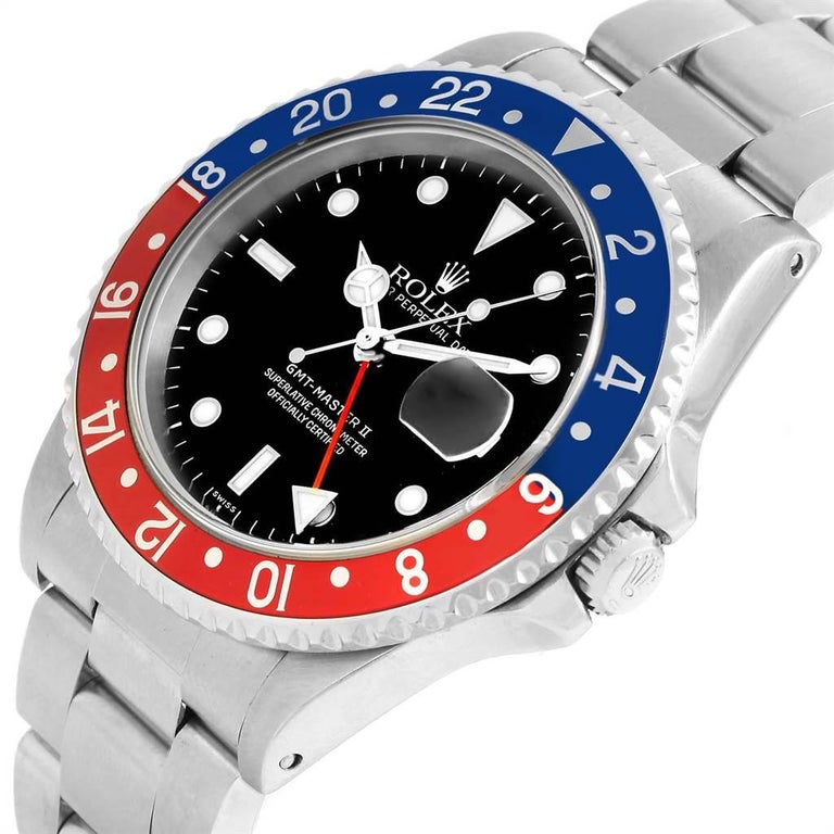 Rolex GMT Master II Blue Red Pepsi Bezel Steel Men's Watch 16710 For ...