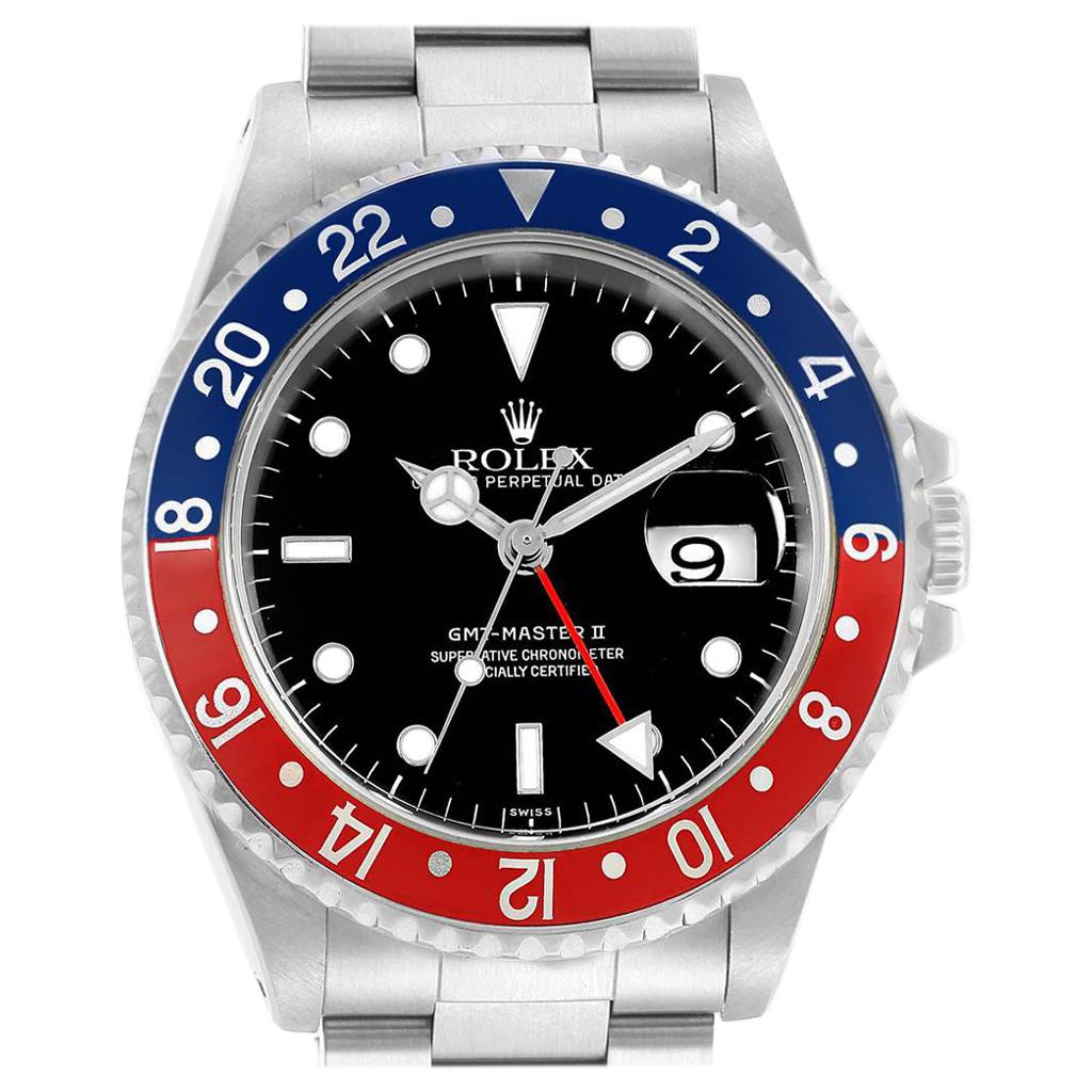 Rolex GMT Master II Blue Red Pepsi Bezel Steel Men's Watch 16710 For ...