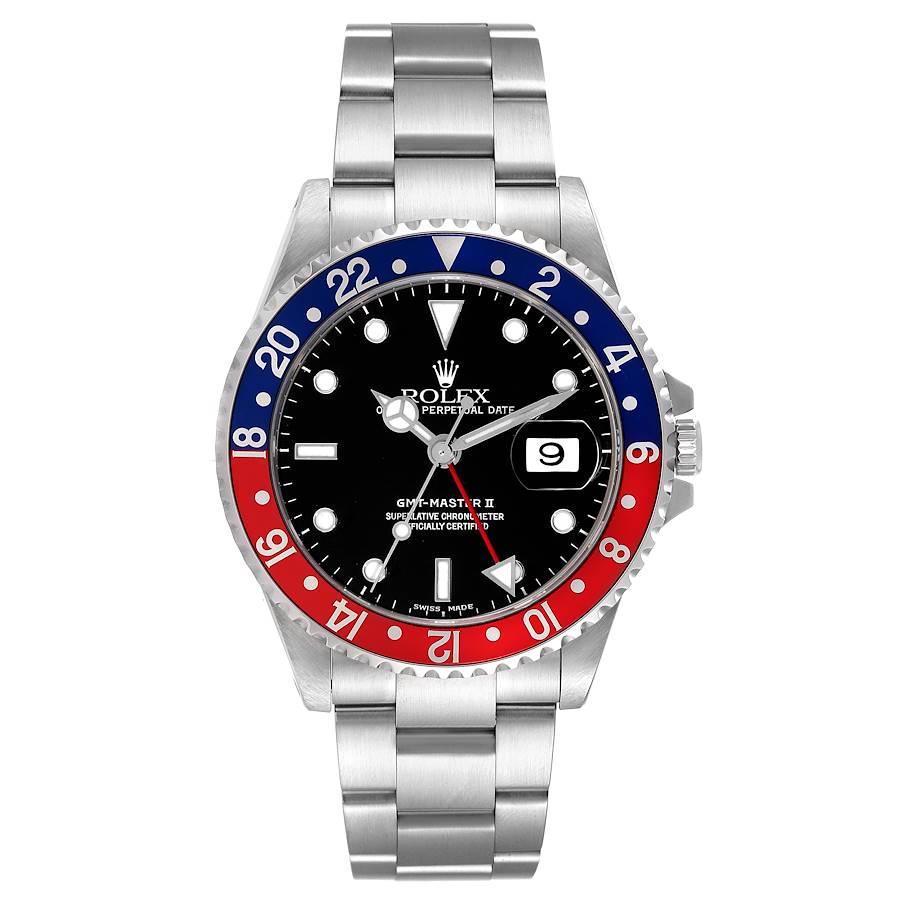 Rolex GMT Master II Blue Red Pepsi Dial Mens Watch 16710 For Sale at ...