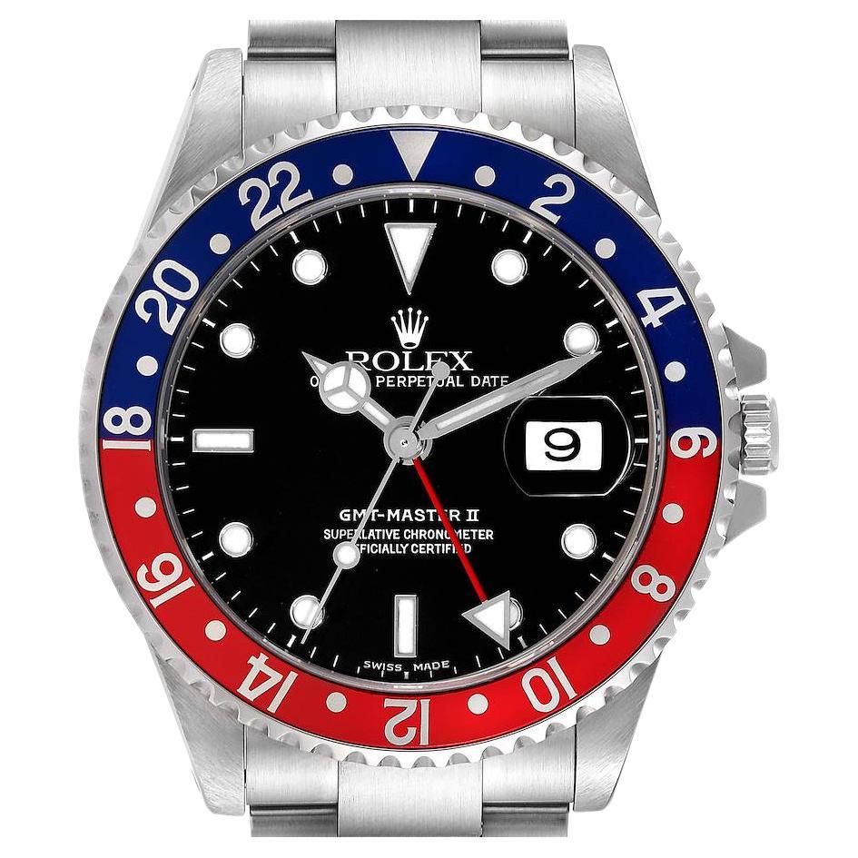 Rolex GMT Master II Blue Red Pepsi Dial Mens Watch 16710 For Sale at ...