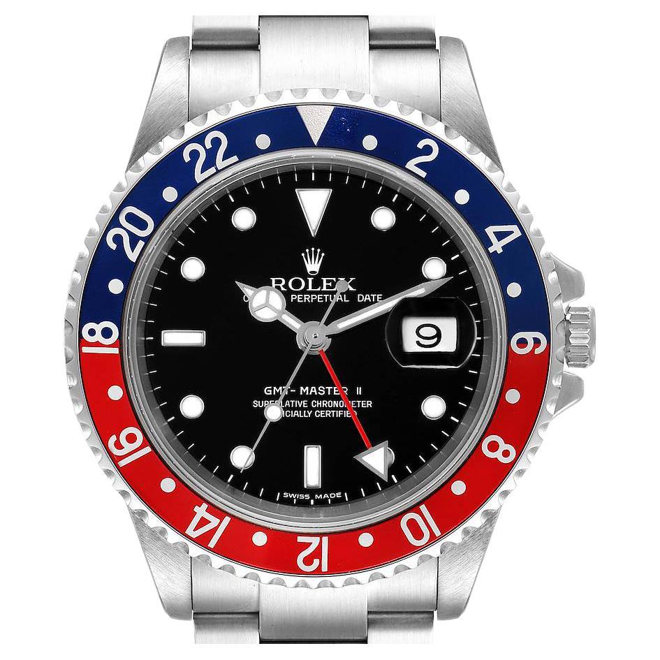 Rolex Stainless Steel GMT-Master II Red Rubber Strap Band Wristwatch ...