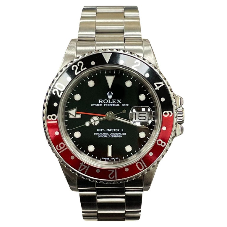 Rolex GMT Master II Fat Lady 16760 Black Red Coke Stainless Steel For ...